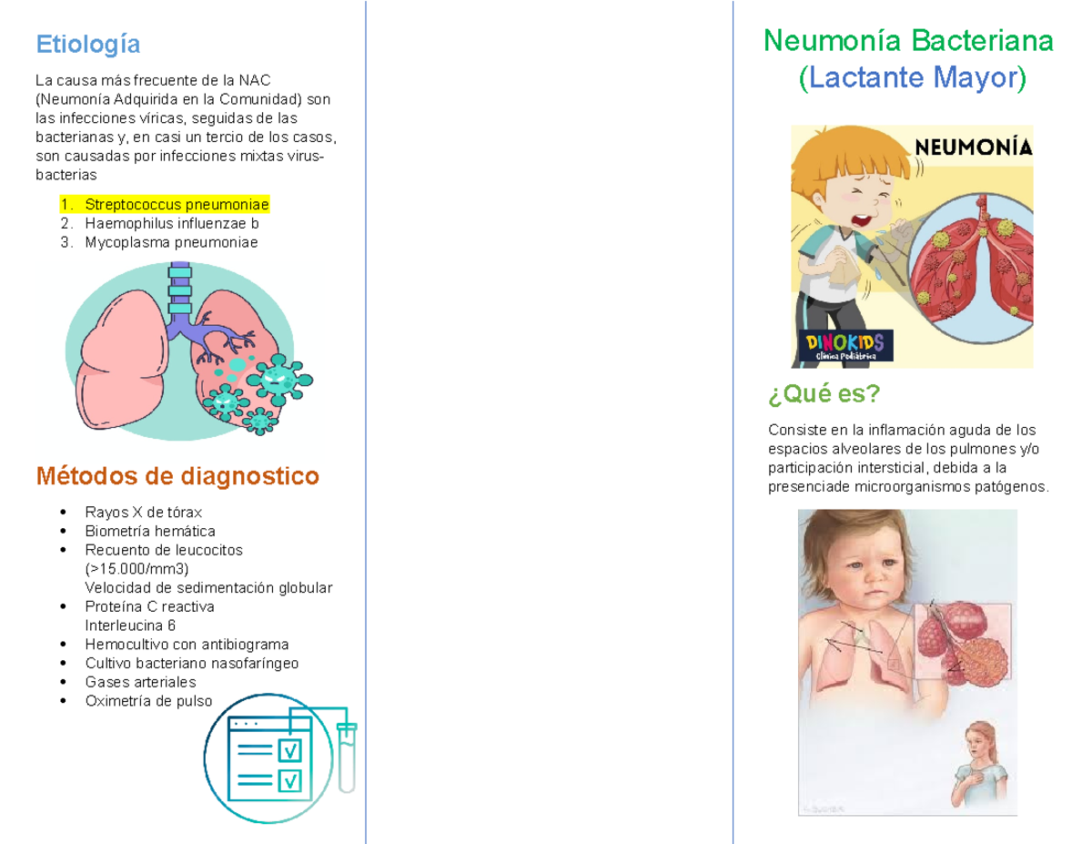 Tríptico Neumonia Bacteriana - Etiología La causa más frecuente de la NAC (Neumonía Adquirida en ...