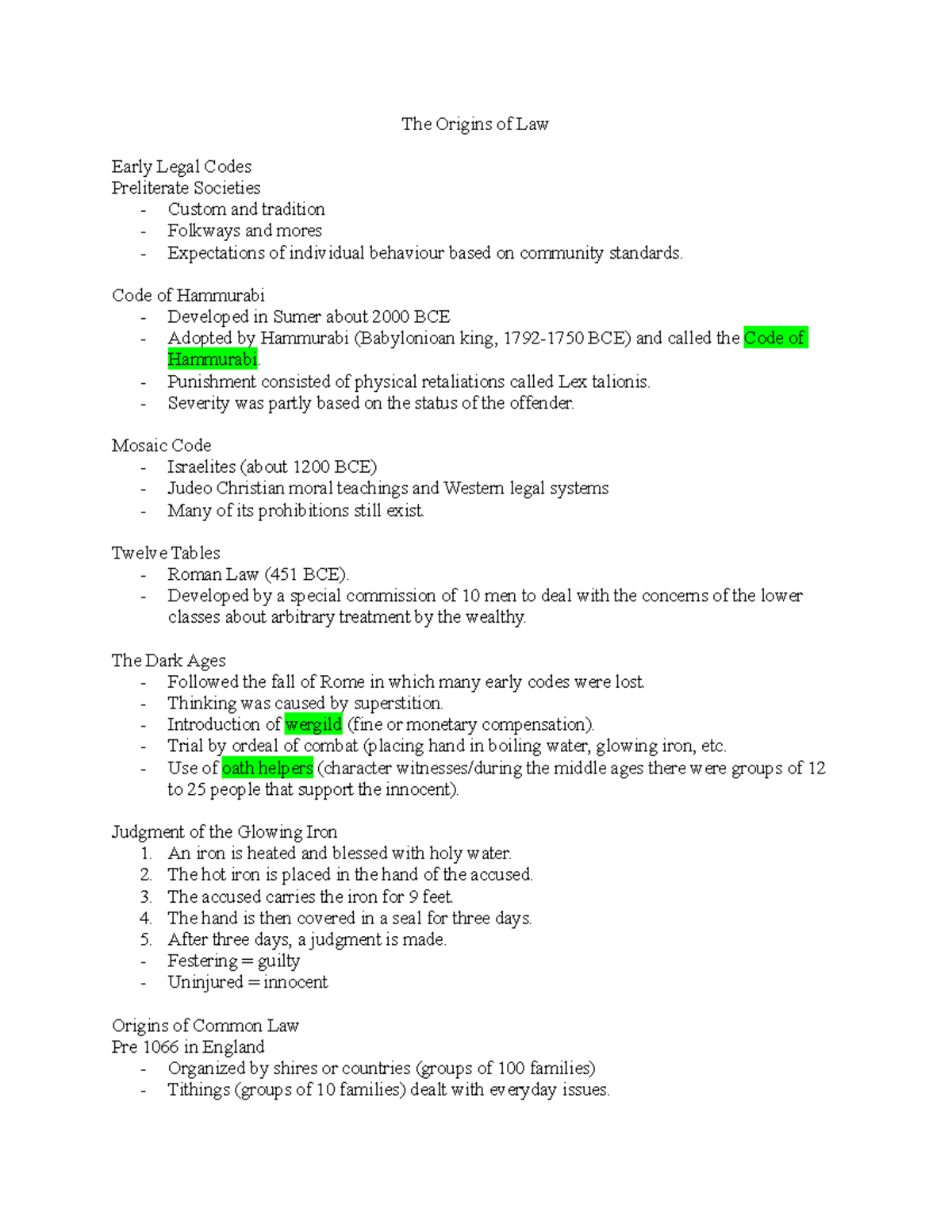 The Origins of Law (chp 2) - The Origins of Law Early Legal Codes ...