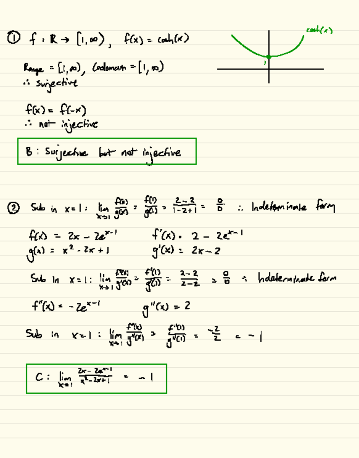 1061 Practice Exam Calc - cosh ( x ) ① f : R → fi , x ) , far ) - cosh ...