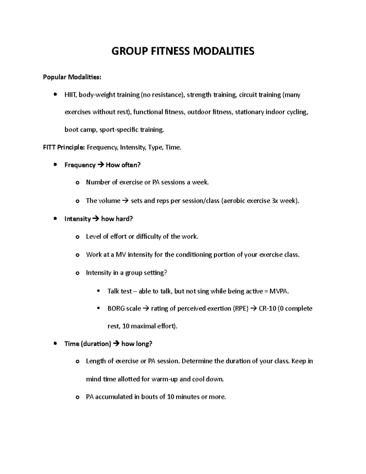 Kinesiol 2993 Group Fitness Modalities - GROUP FITNESS MODALITIES ...