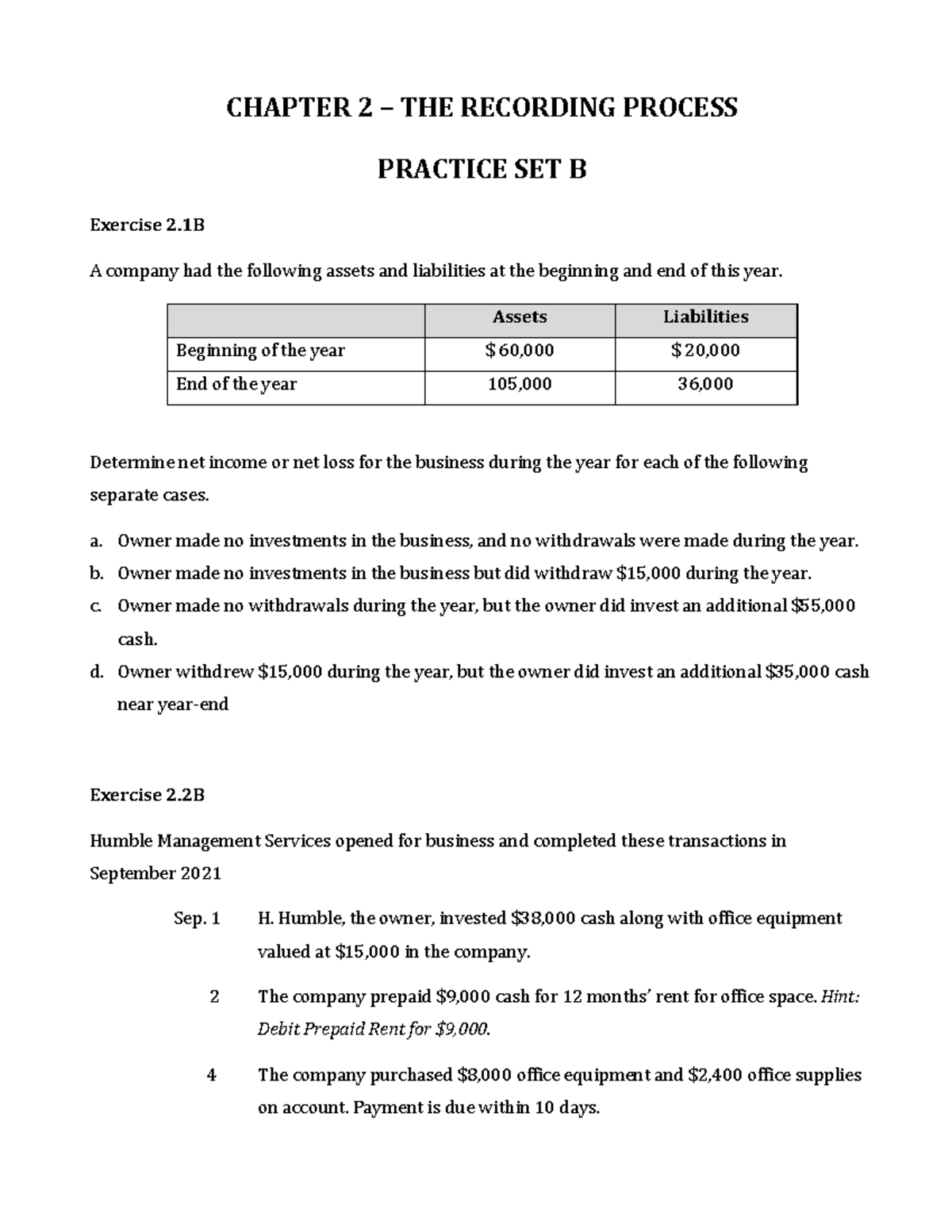Chapter 2 Practice Set B - CHAPTER 2 – THE RECORDING PROCESS PRACTICE ...