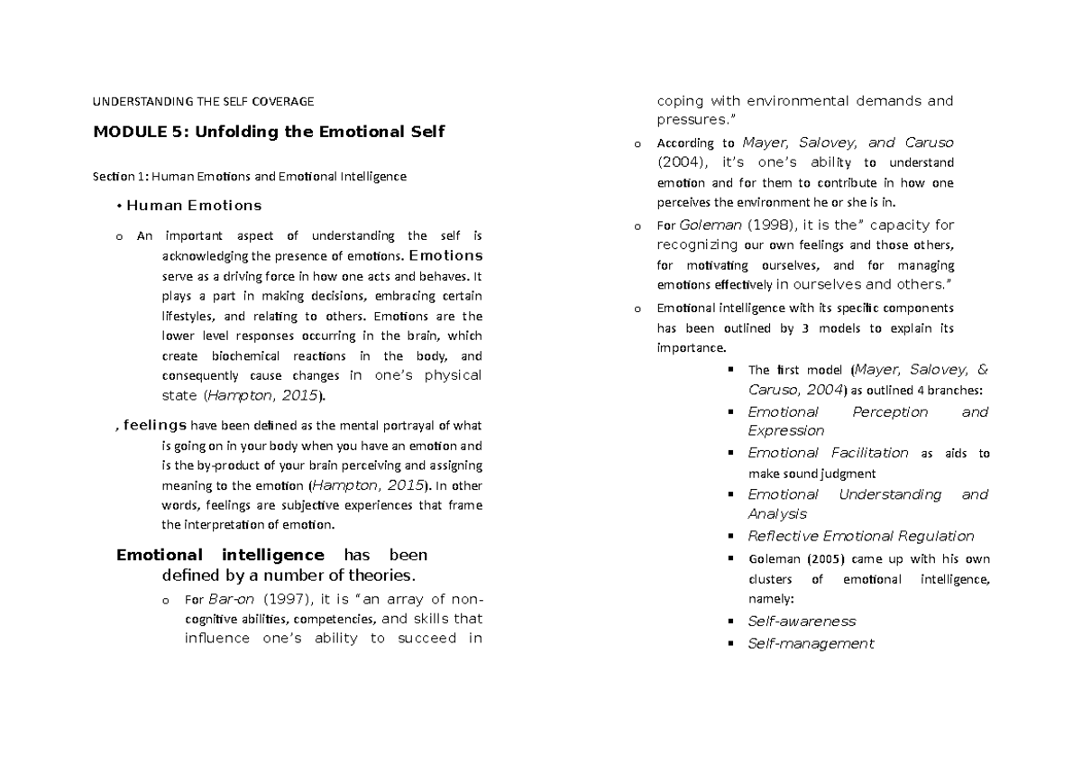 Understanding THE SELF Coverage - UNDERSTANDING THE SELF COVERAGE ...