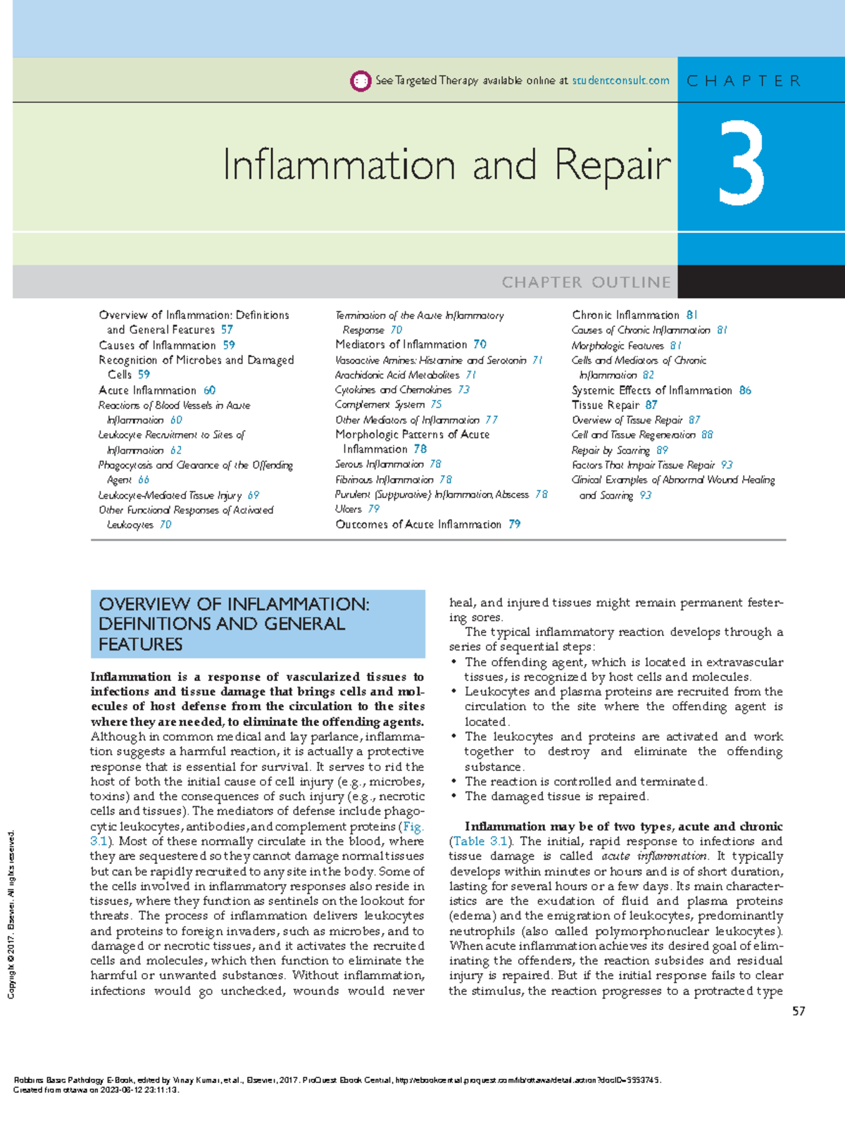 Robbins Basic Pathology E-Book - (3 Inflammation and Repair) - HSS3305 - uOttawa - Studocu
