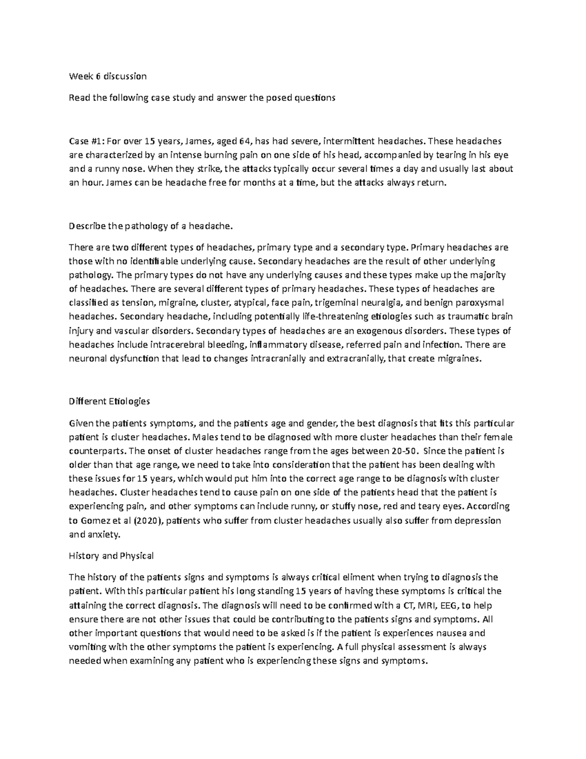 Week 6 discussionhomework with the patho class including discussion ...
