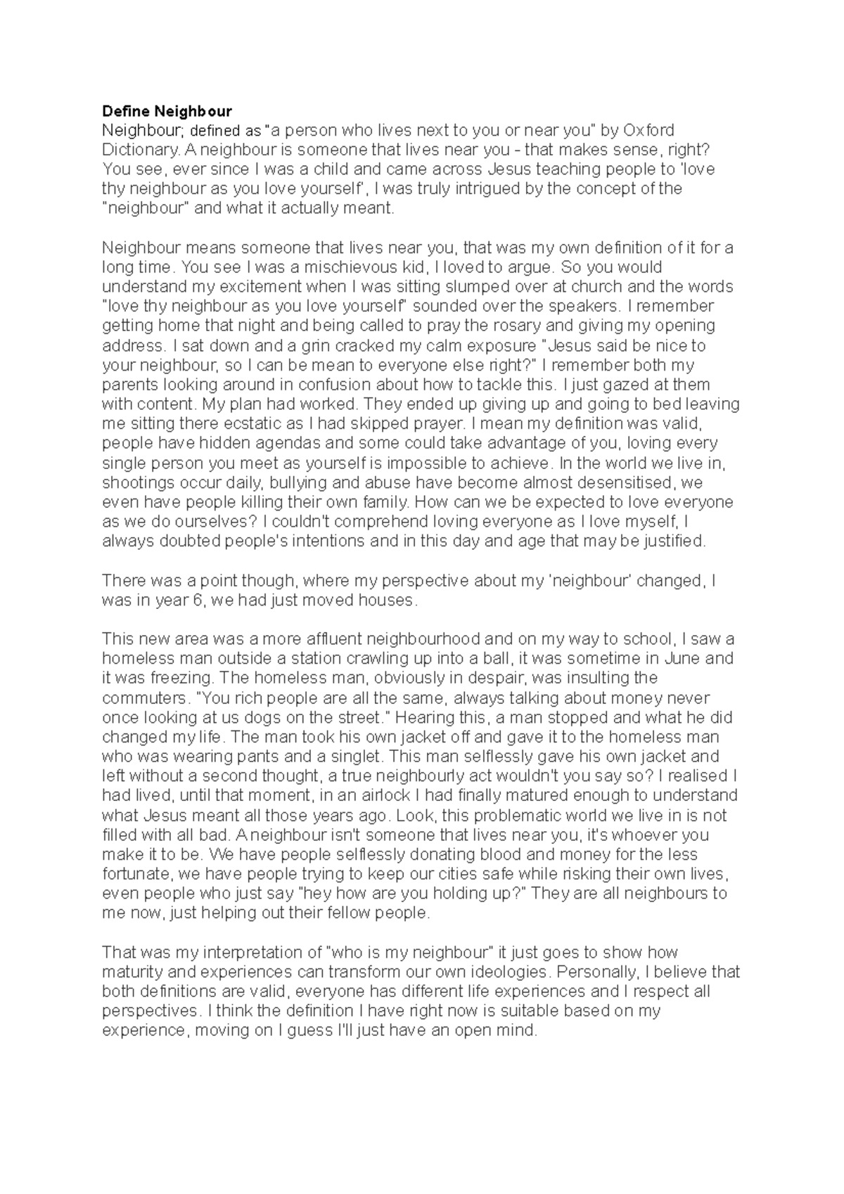 Define Neighbour - Practice narrative. - Define Neighbour Neighbour ...