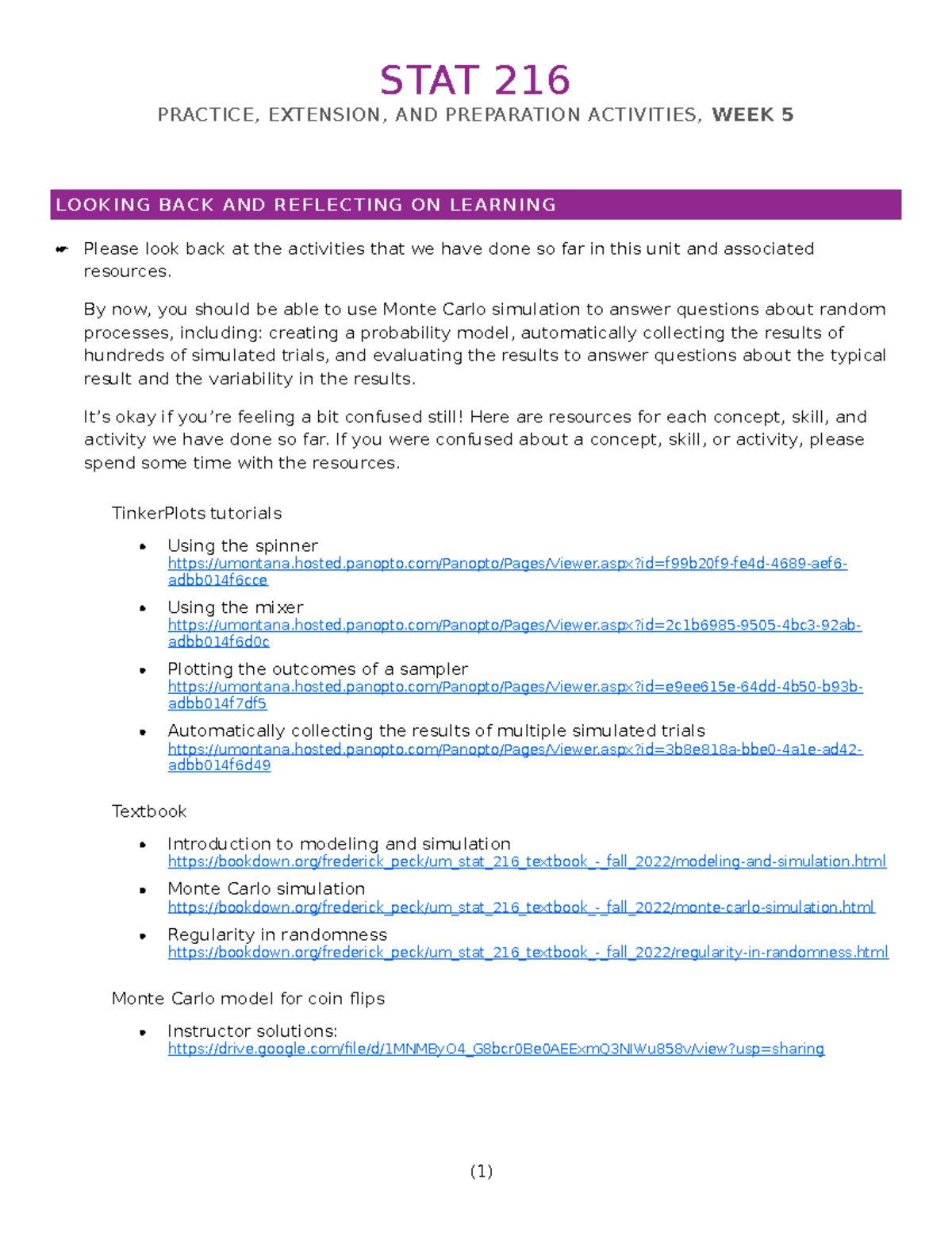 Week 5 - Practice, extension, and preparation activities - STAT 216 PRACTICE, EXTENSION, AND ...