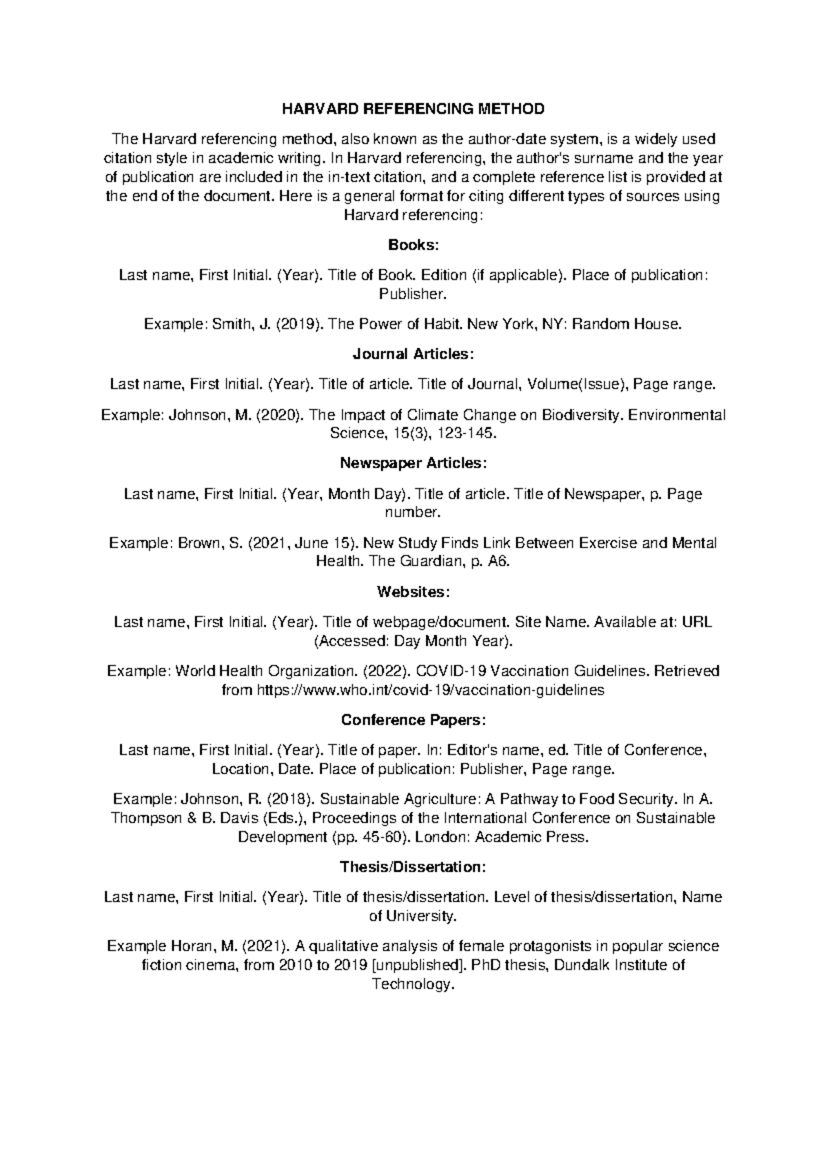 5 Harvard Referencing Methods Harvard Referencing Method The Harvard Referencing Method Also
