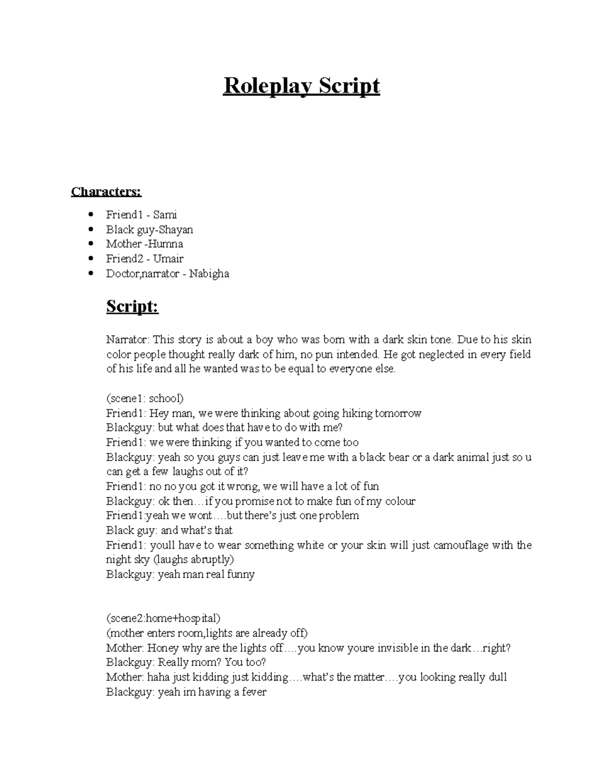 Cp roleplay script(new one) - Roleplay Script Characters: Friend1 ...