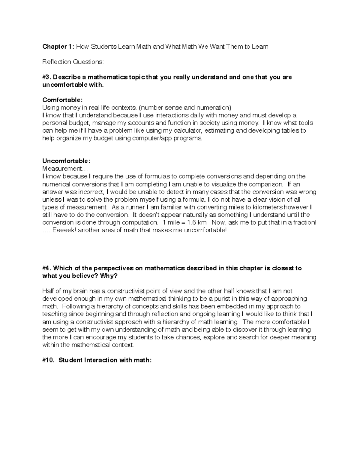 246237477 How Students Learn Math Reflection - Chapter 1: How Students ...