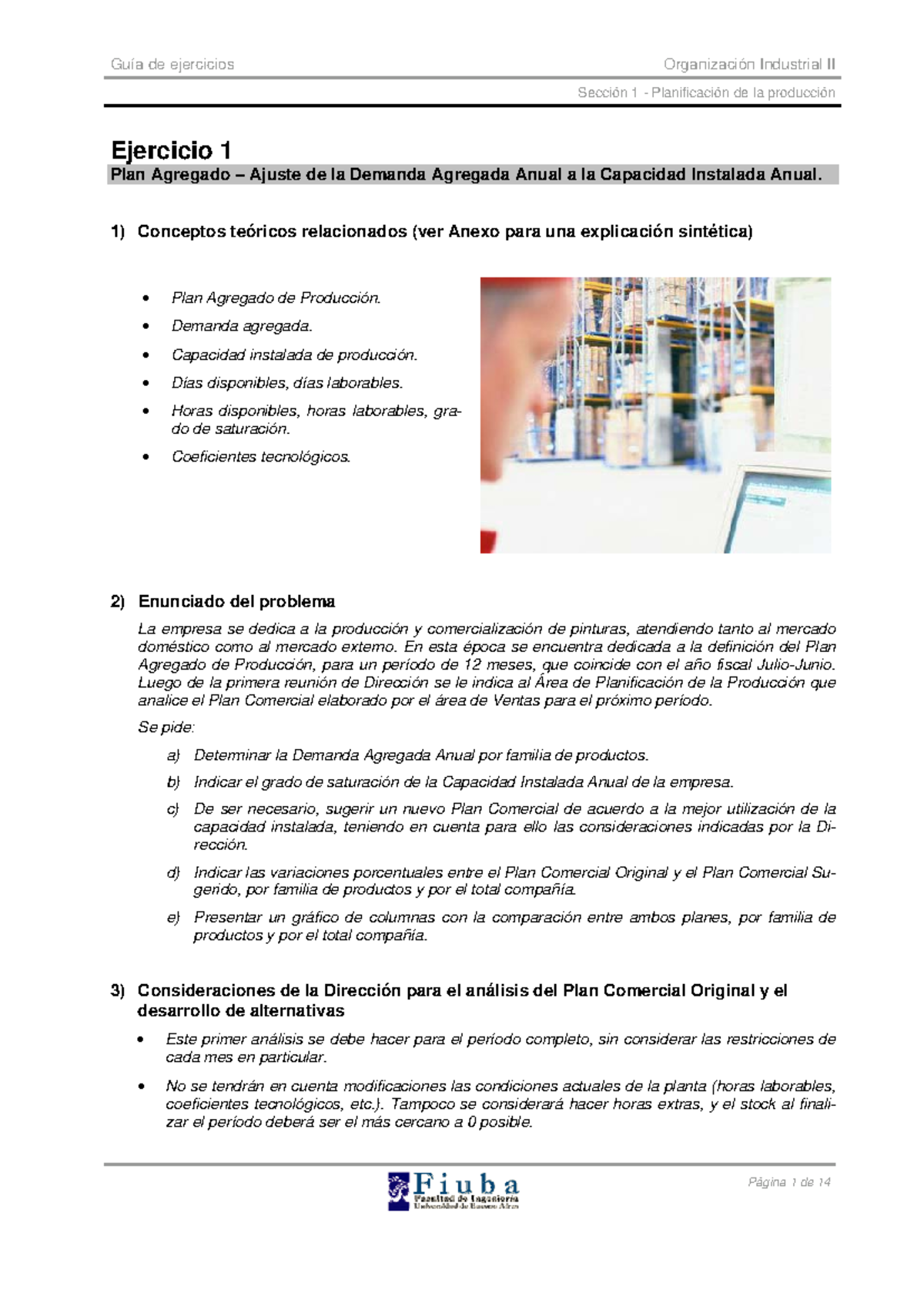 7105-Ejercicios Complementarios - Sección 1 - Planificación de la producción Ejercicio 1 Plan ...