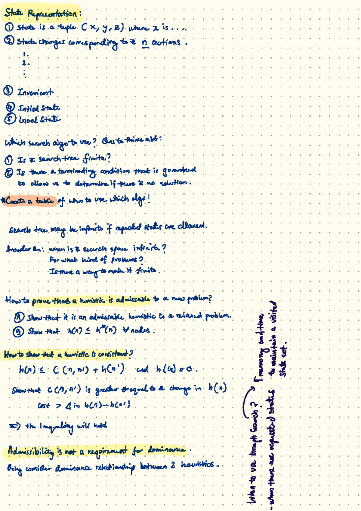 2109 midterms cheatsheet - State Representation I State is a tuple C x, y, 3) where a is 2 State ...