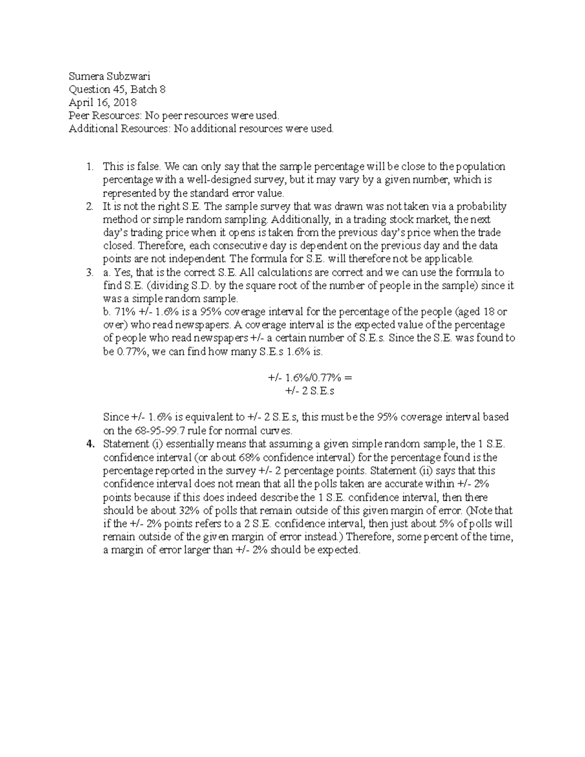 Question 45, Batch 8 - Mandatory homework assignment - Sumera Subzwari ...