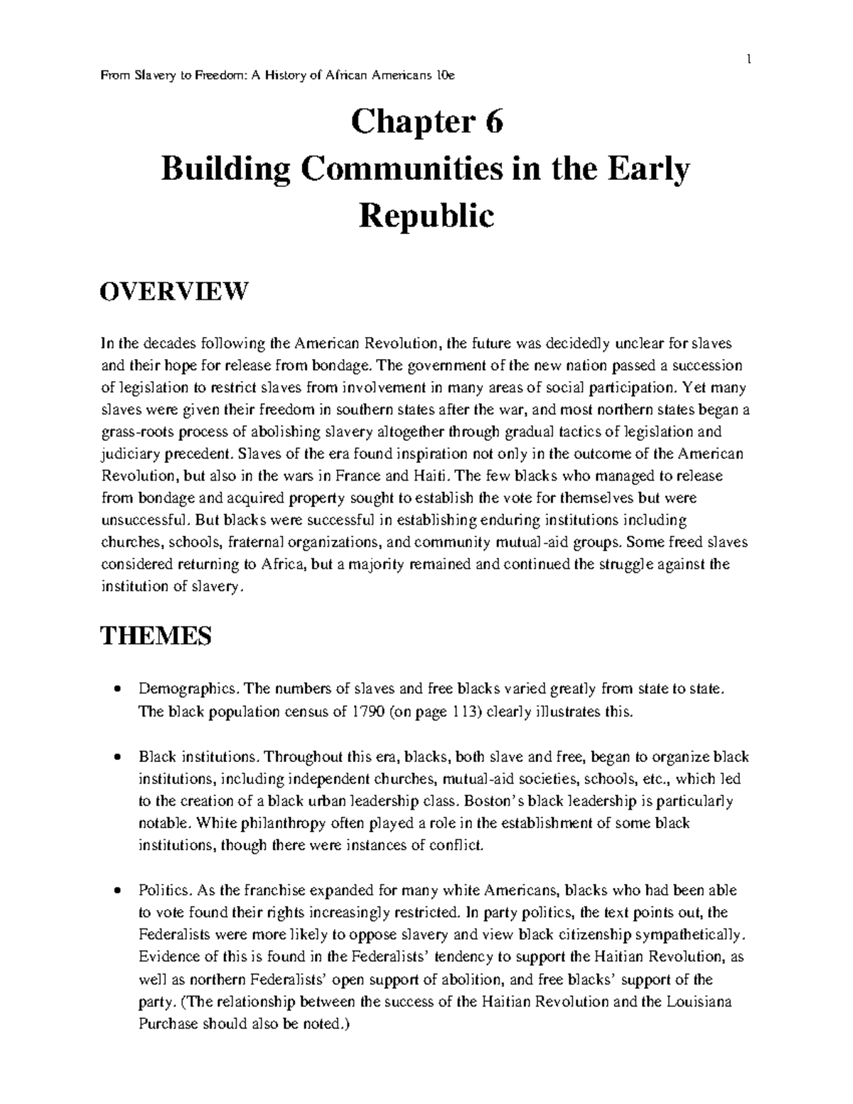 Chapter 6 - Overview - 1 From Slavery to Freedom: A History of African ...