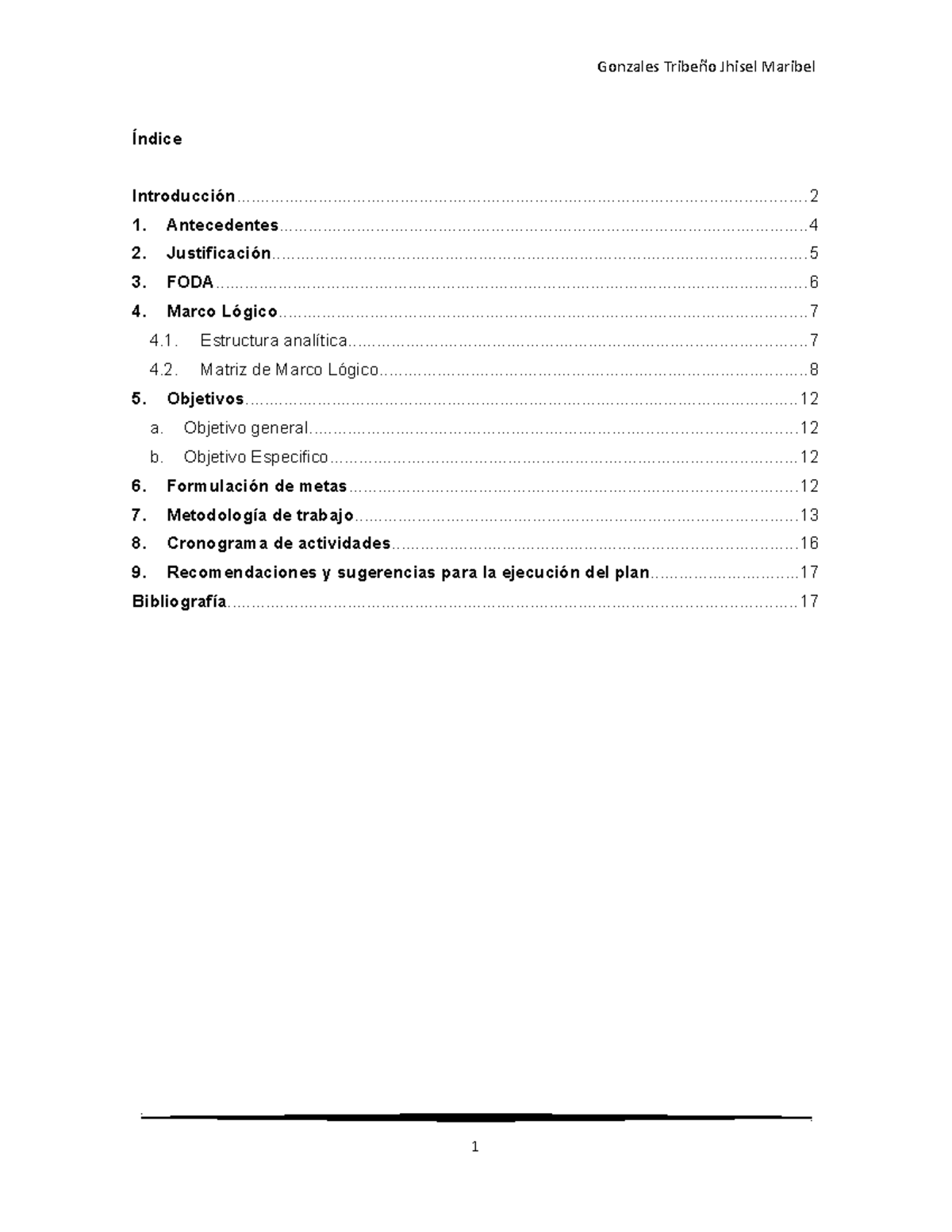 Proyecto - Índice - Studocu