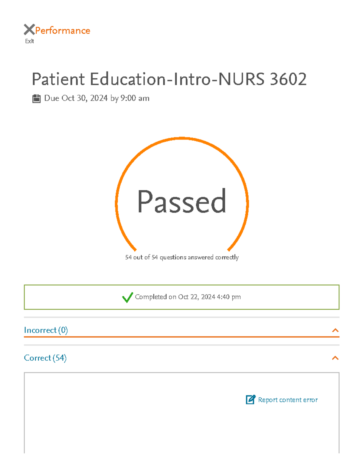 Patient Education- Intro NURS 3602 - ####### Exit Performance Patient ...