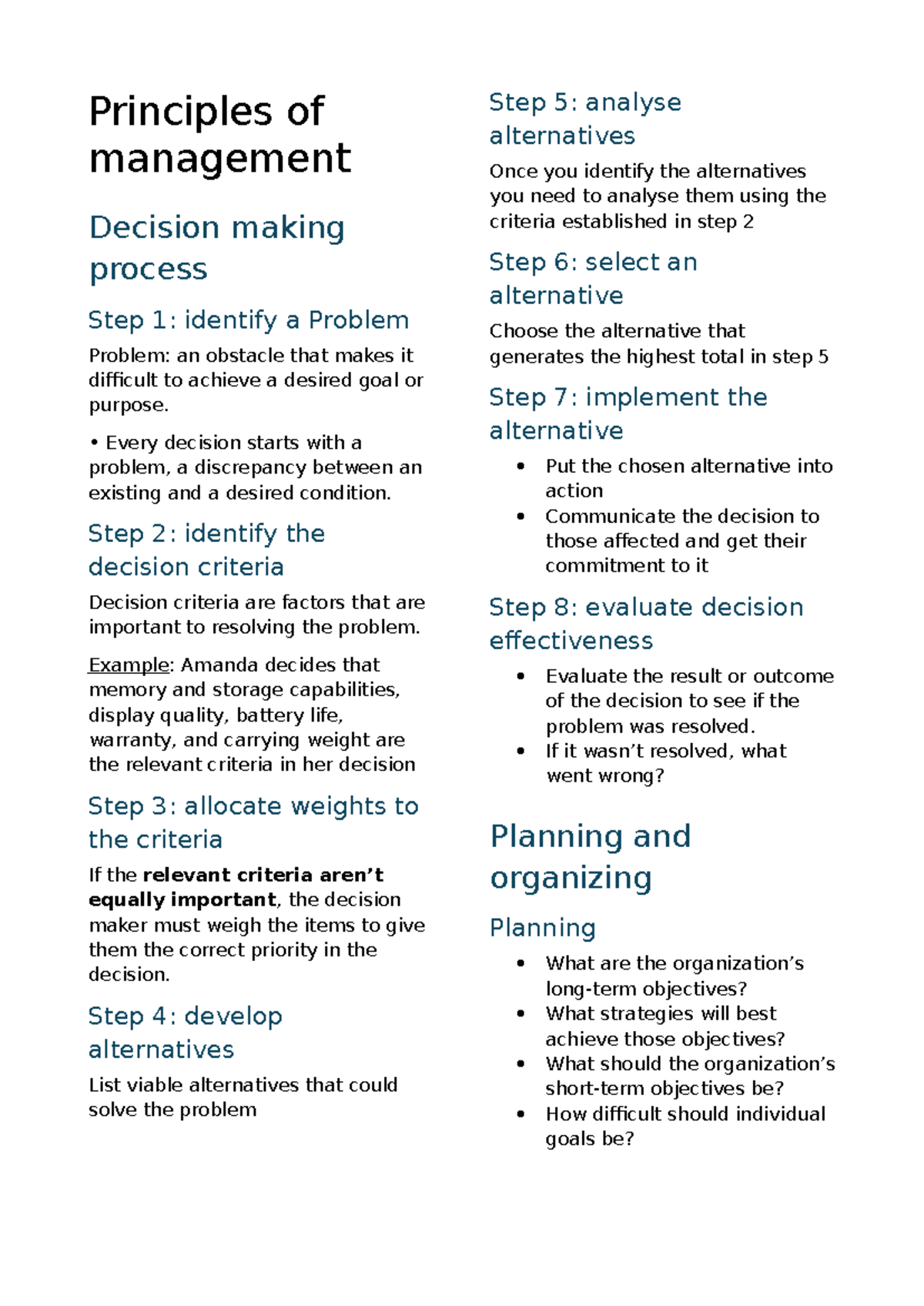 Principles of management - Principles of management Decision making ...