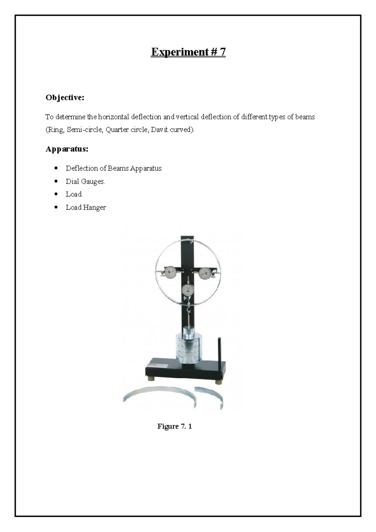 Experiment 7 stresses on different beams - Experiment # 7 Objective: To ...