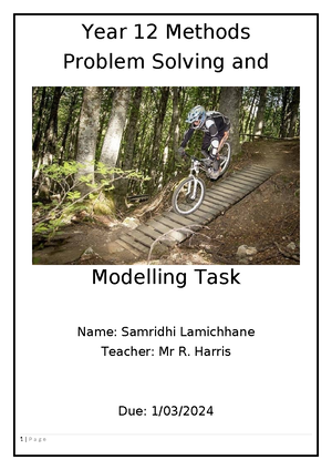 Math Report - Mathematical Methods IA1: Problem Solving and Modelling ...