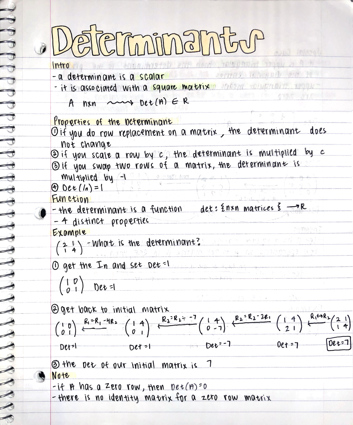 Determinants notes - MATH 1553 - Studocu