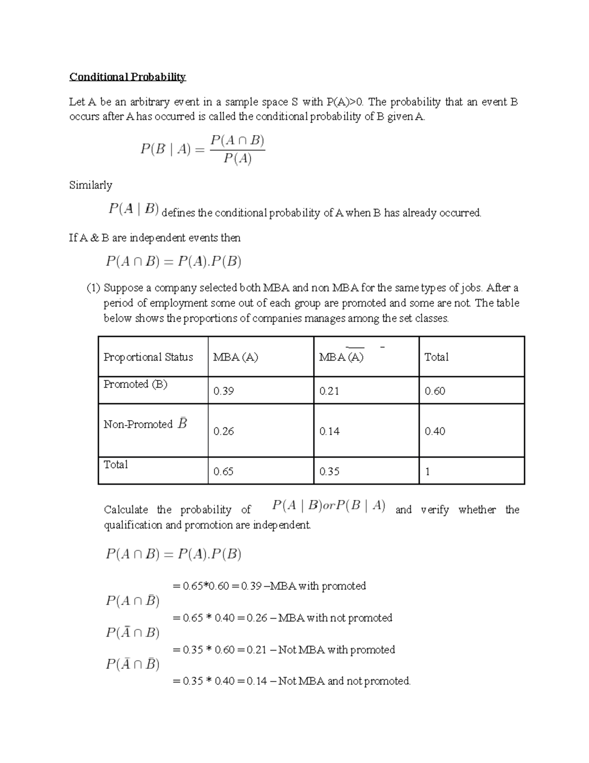 Conditional Probability - The probability that an event B occurs after ...