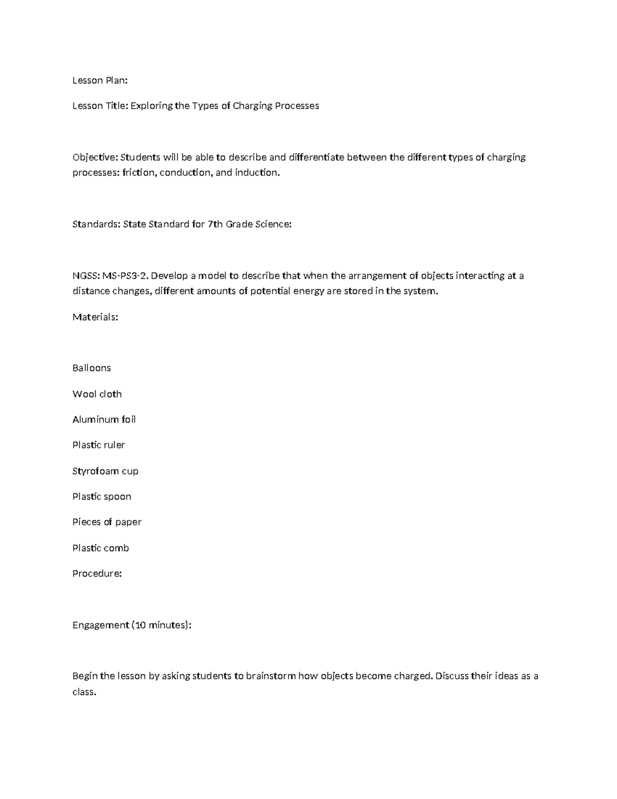 Lesson Plan-Grade 7 - Lesson Plan: Lesson Title: Exploring the Types of ...