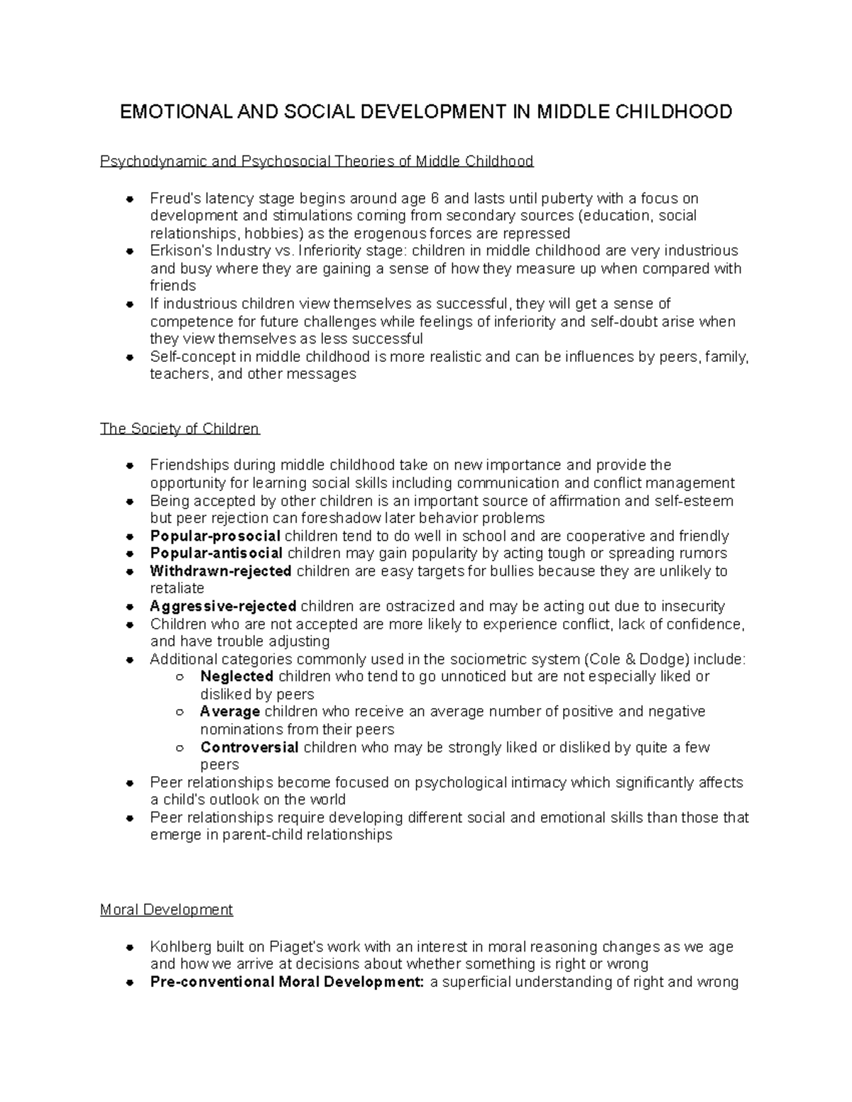 PSY 230 Module 6 Part 3 Notes Emotional and Social Development in ...
