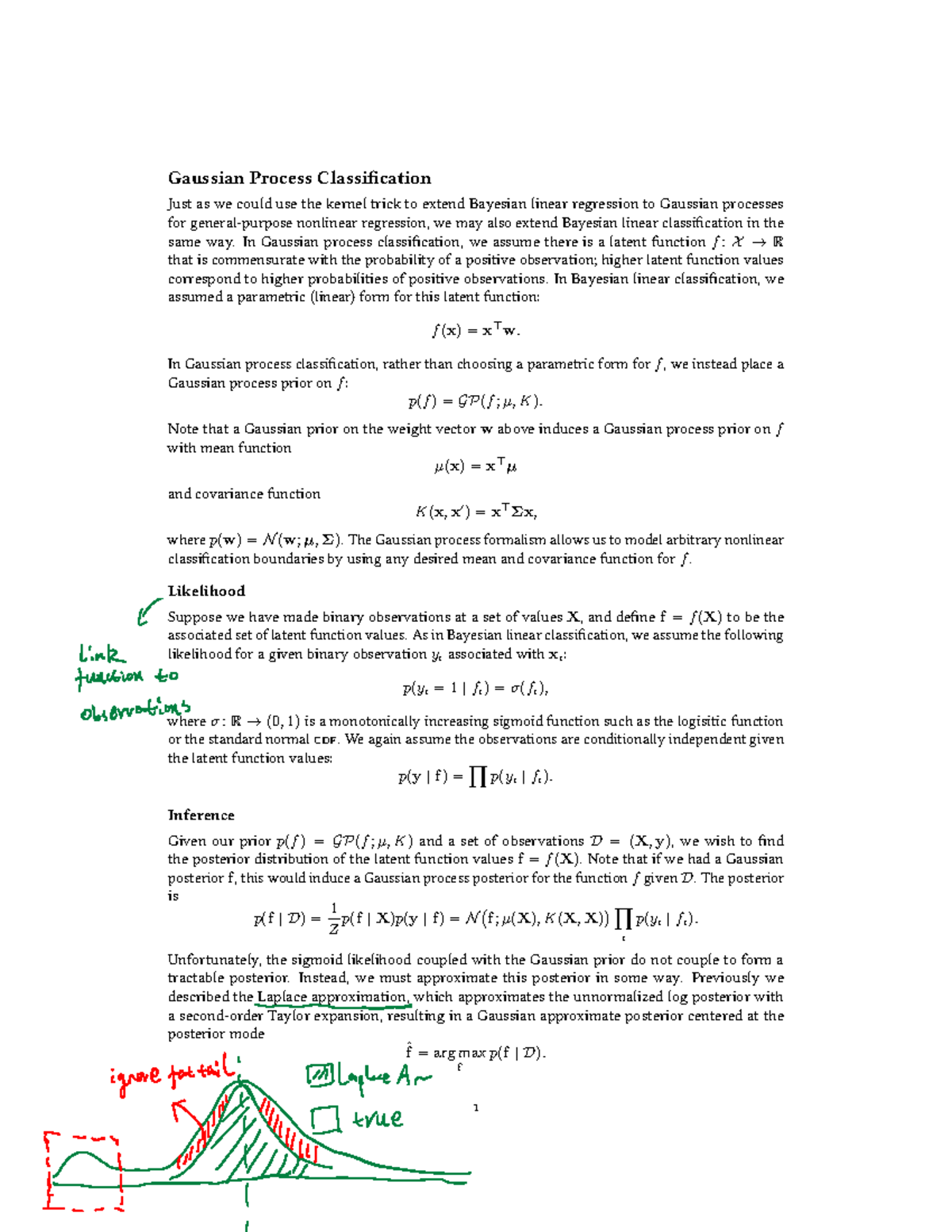 14 - Lecture notes - Gaussian Process Classification Just as we could ...
