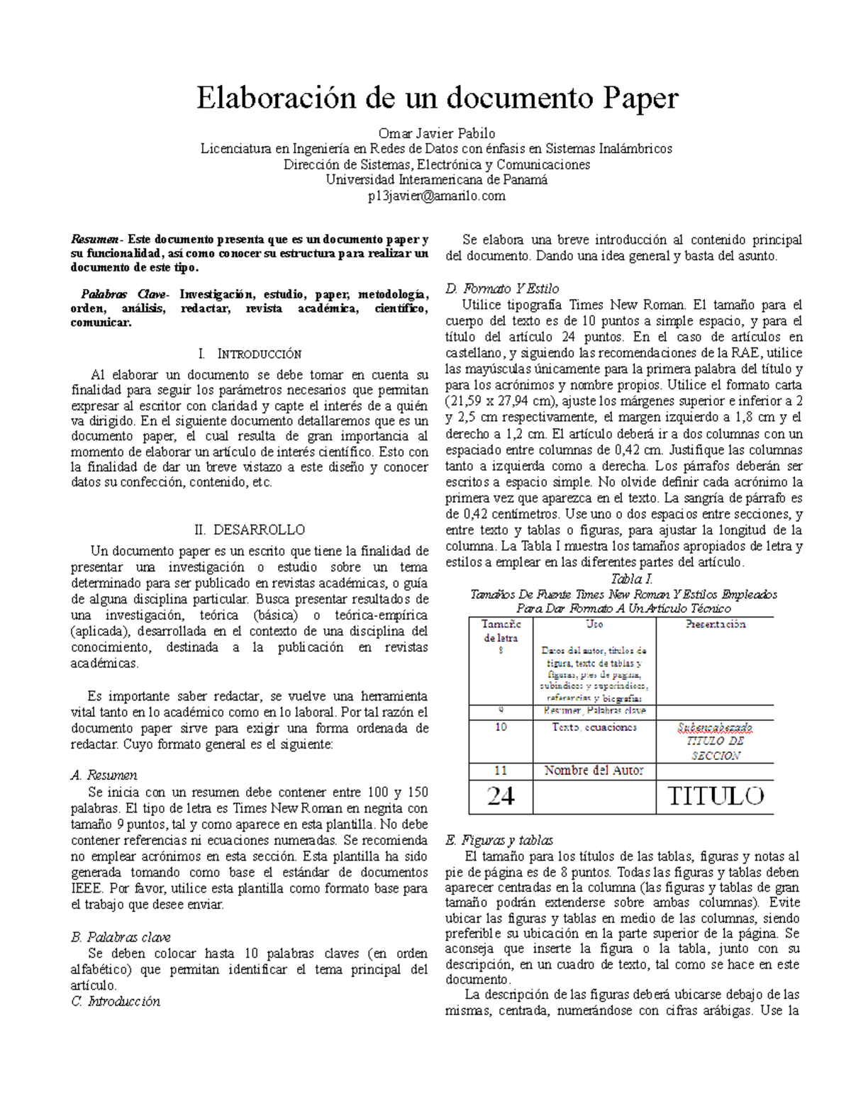 Paper Omar Javier Pabilo 8-856-599 - Elaboración de un documento Paper ...