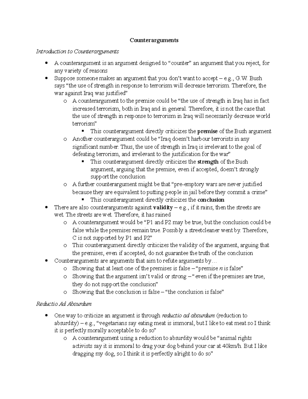 Week 7 - Counterarguments - Counterarguments Introduction to ...