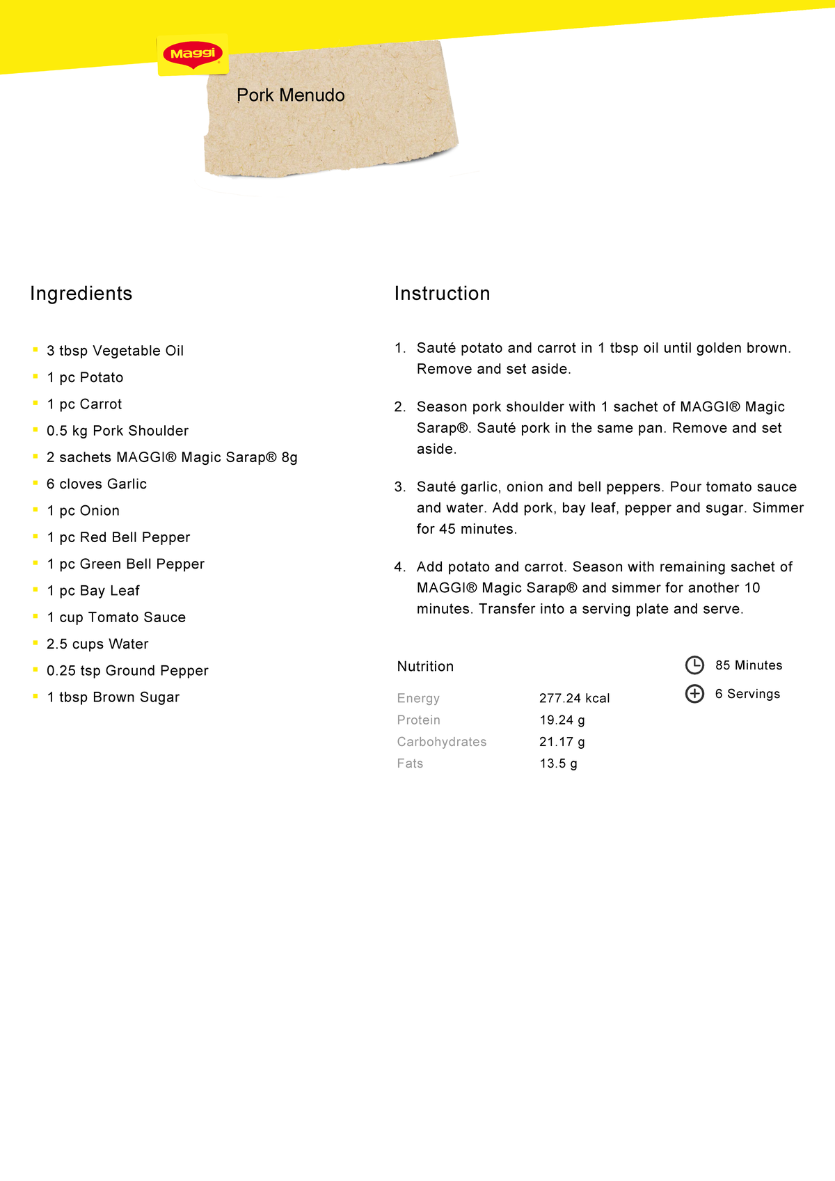 Pork Menudo - hshshhs - Pork Menudo Ingredients Instruction 3 tbsp ...