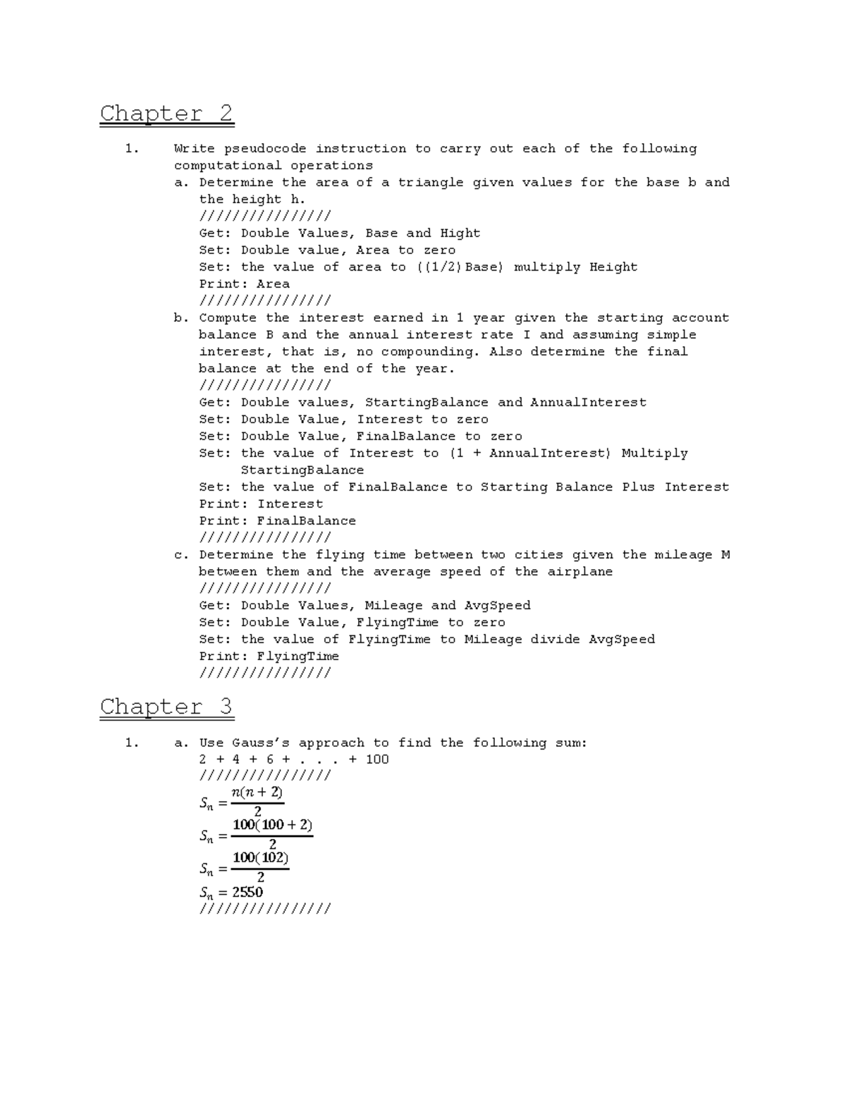 COMP200 Assignment 1 - Chapter 2 Write pseudocode instruction to carry ...