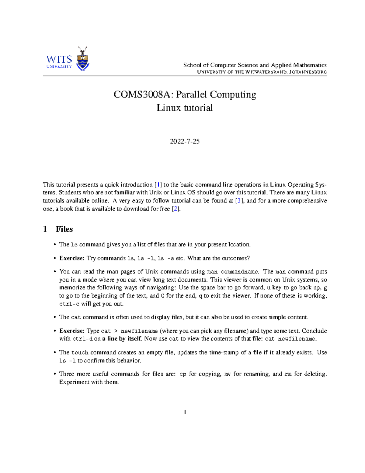 Linux Intro Computer Science Iii School Of Computer Science And Applied Mathematics