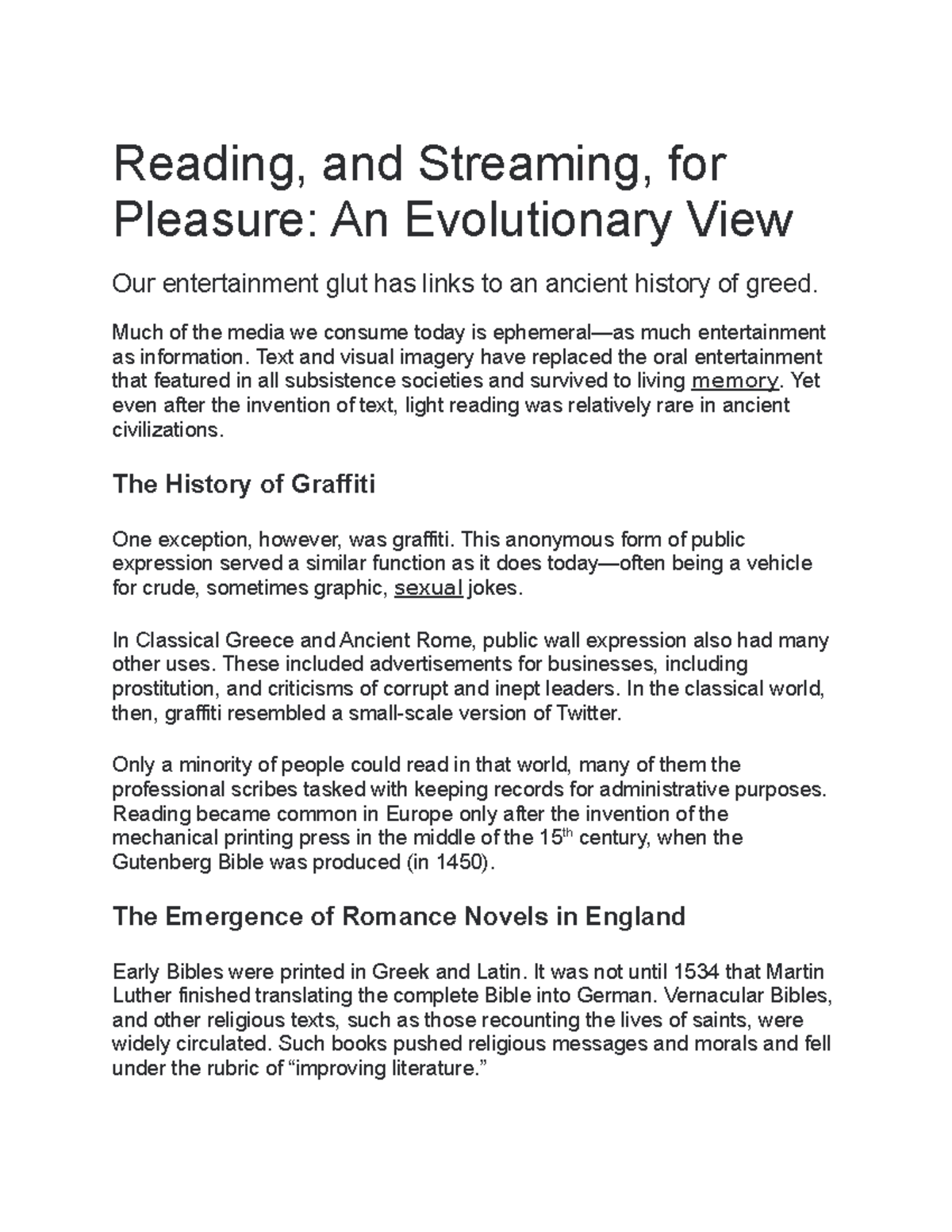 Reading - Creativity Requires Taking RisksCreativity Requires Taking ...