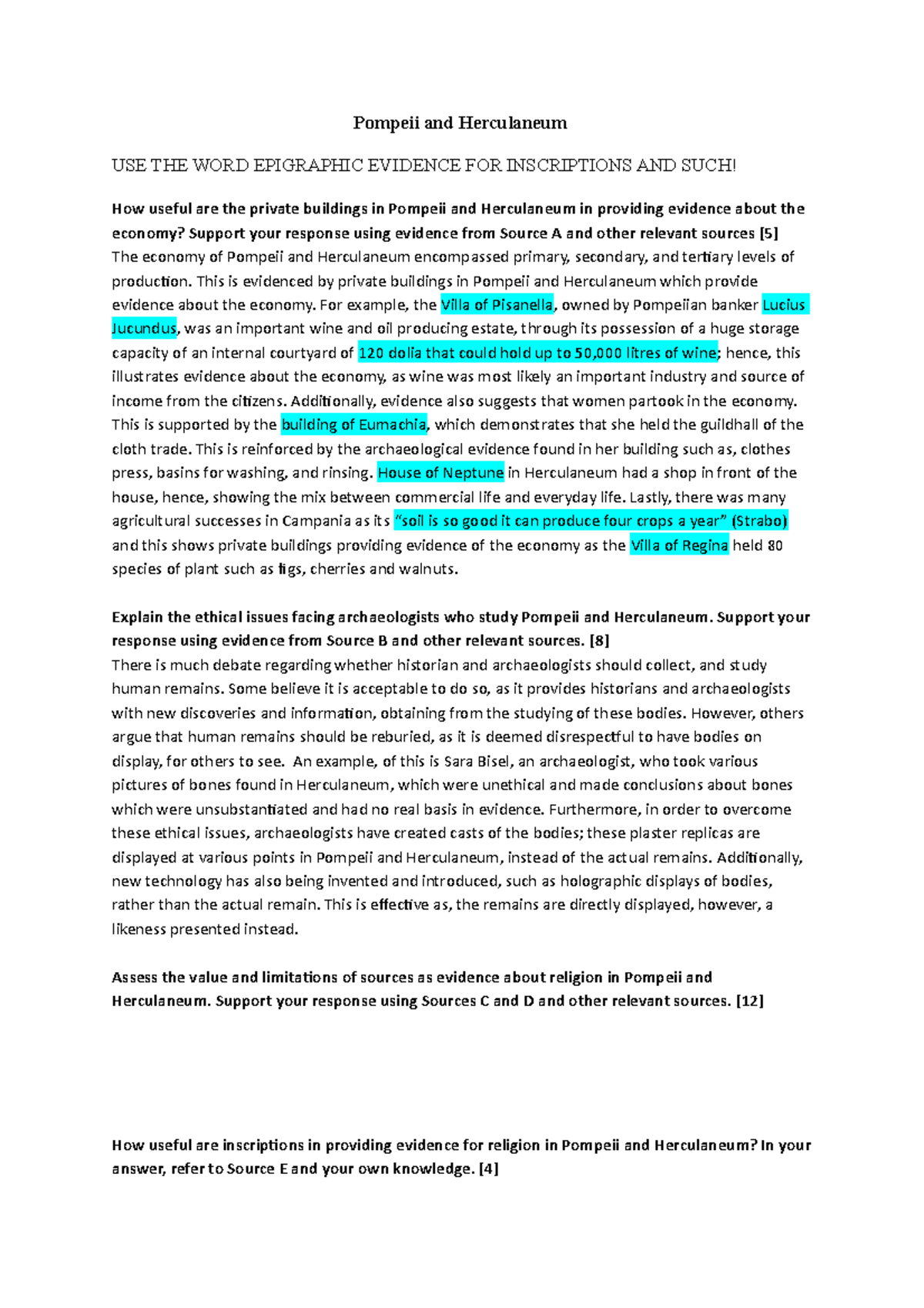 Pompeii and Herculaneum Study THIS - Pompeii and Herculaneum USE THE ...