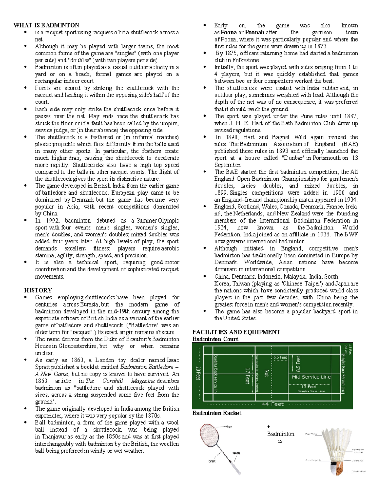 What-is-Badminton - Physical Education 2 (PE2) - Edit - WHAT IS ...