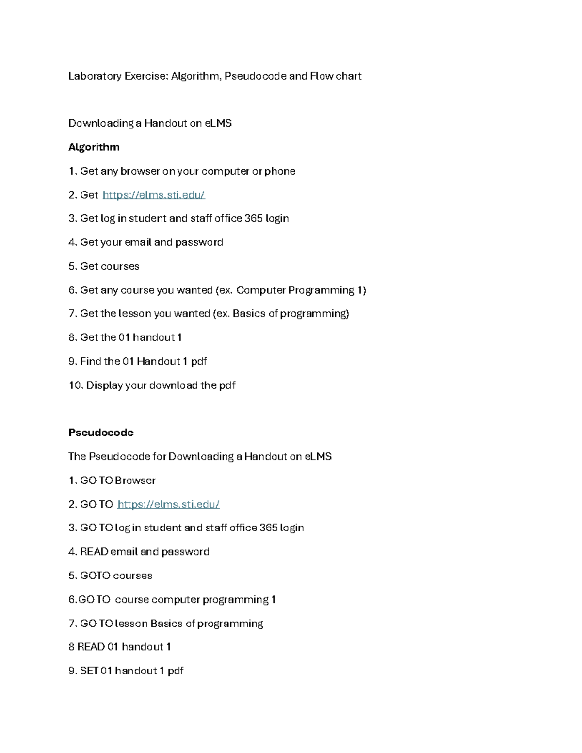 Laboratory Hehehehe Laboratory Exercise Algorithm Pseudocode And