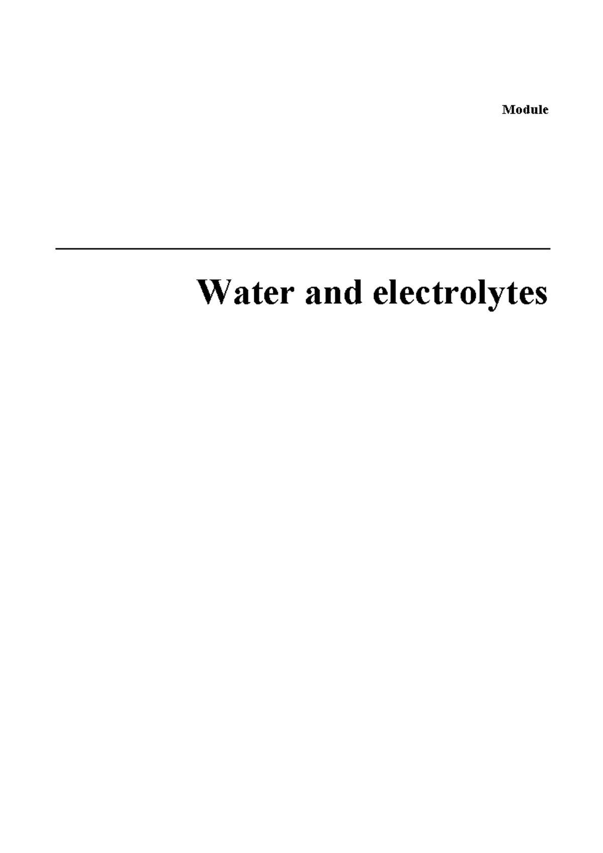 Water & electrolytes - Module Water and electrolytes Objectives On ...