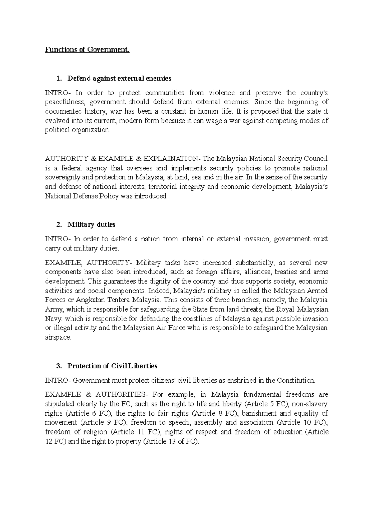 Chapter 7- Functions of Government - Functions of Government. Defend ...