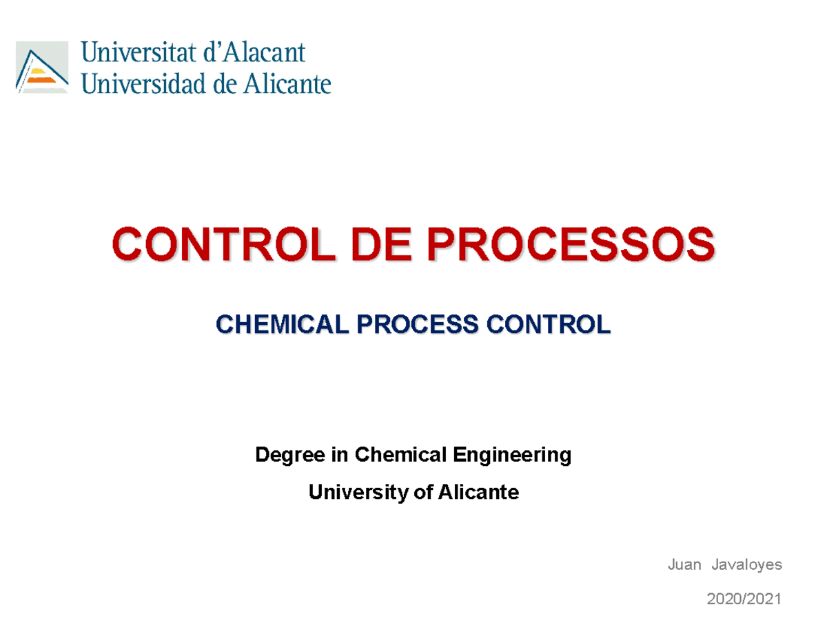 tema 01 Control de Procesos Chapter 1 2020-21 - CHEMICAL PROCESS ...