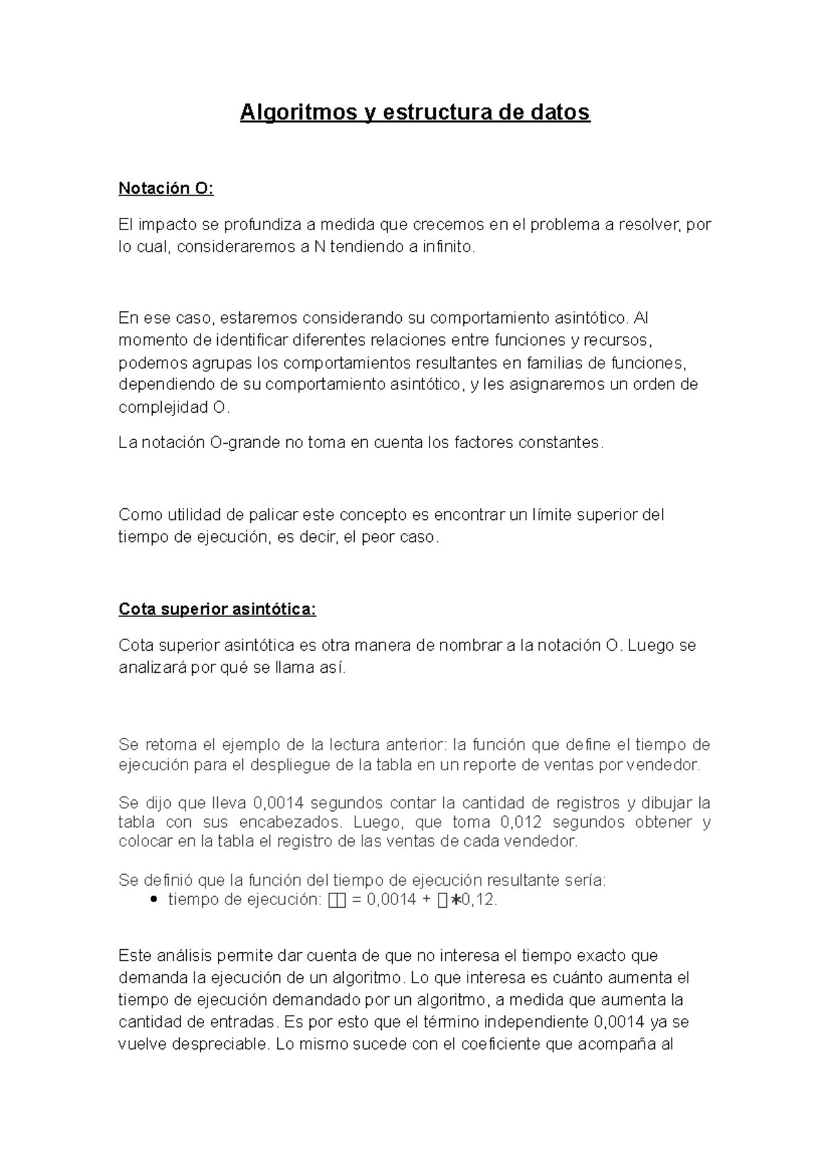 Algoritmos y estructura de datos I - Algoritmos y estructura de datos Notación O: El impacto se ...