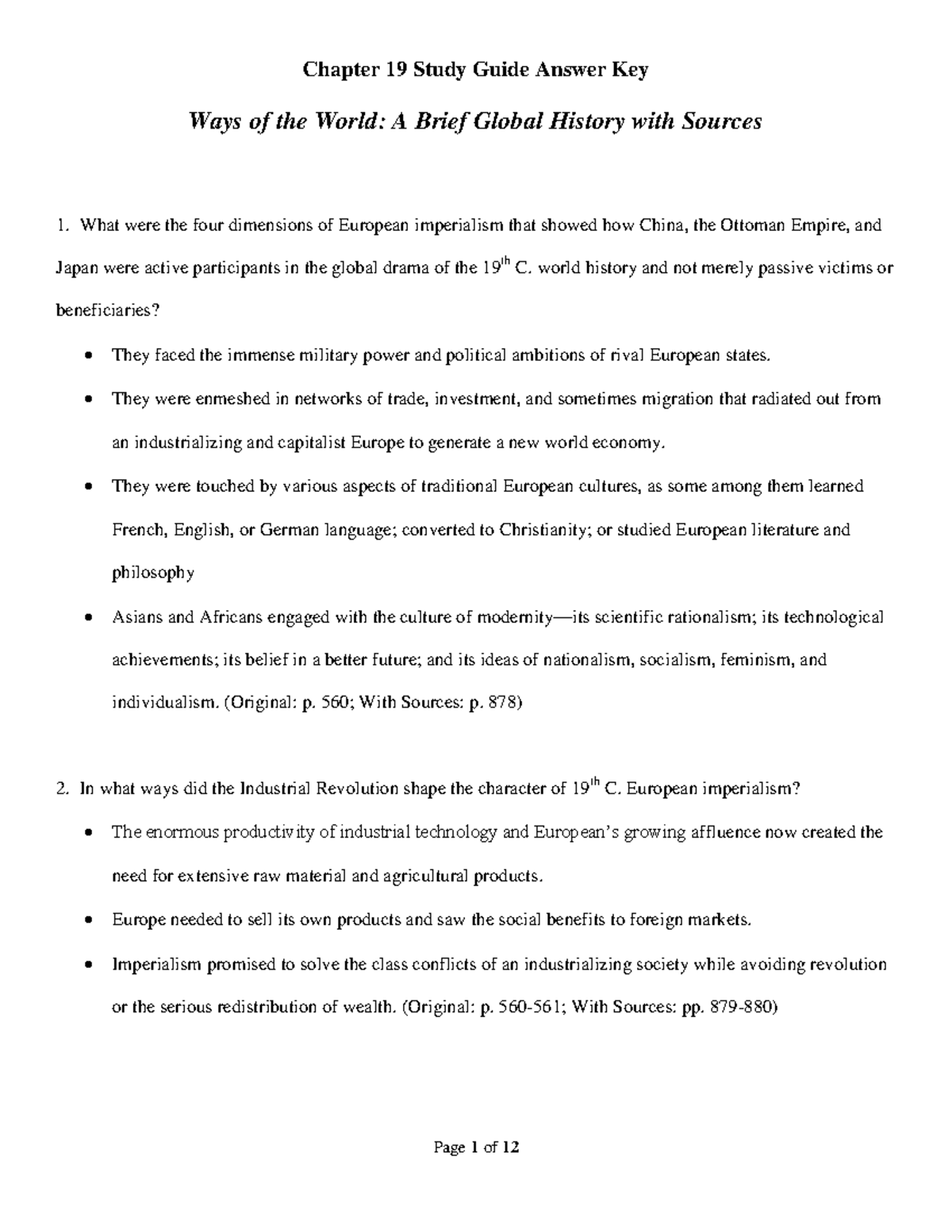 18 2018, questions and answers - Chapter 19 Study Guide Answer Key Ways ...