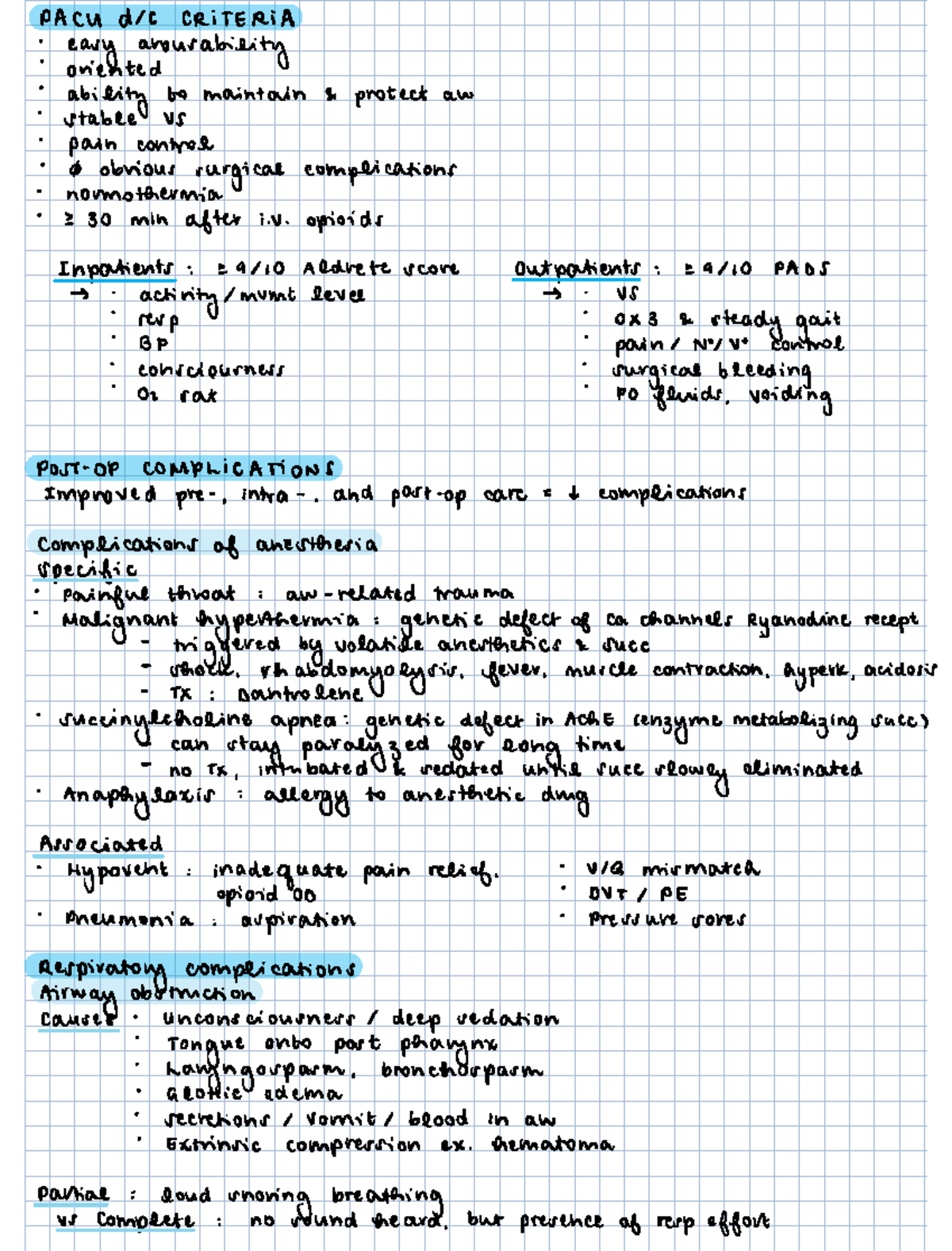 Post-op Pain management - PACU dlc CRITERIA easy amusability oriented ...