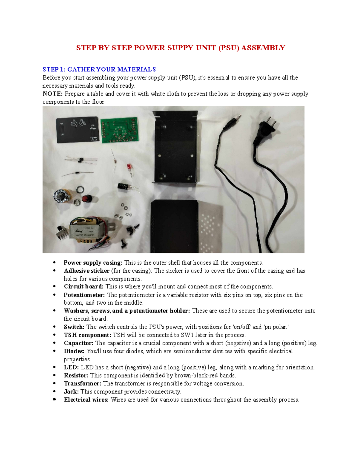 STEP BY STEP Power Suppy UNIT - STEP BY STEP POWER SUPPY UNIT (PSU ...