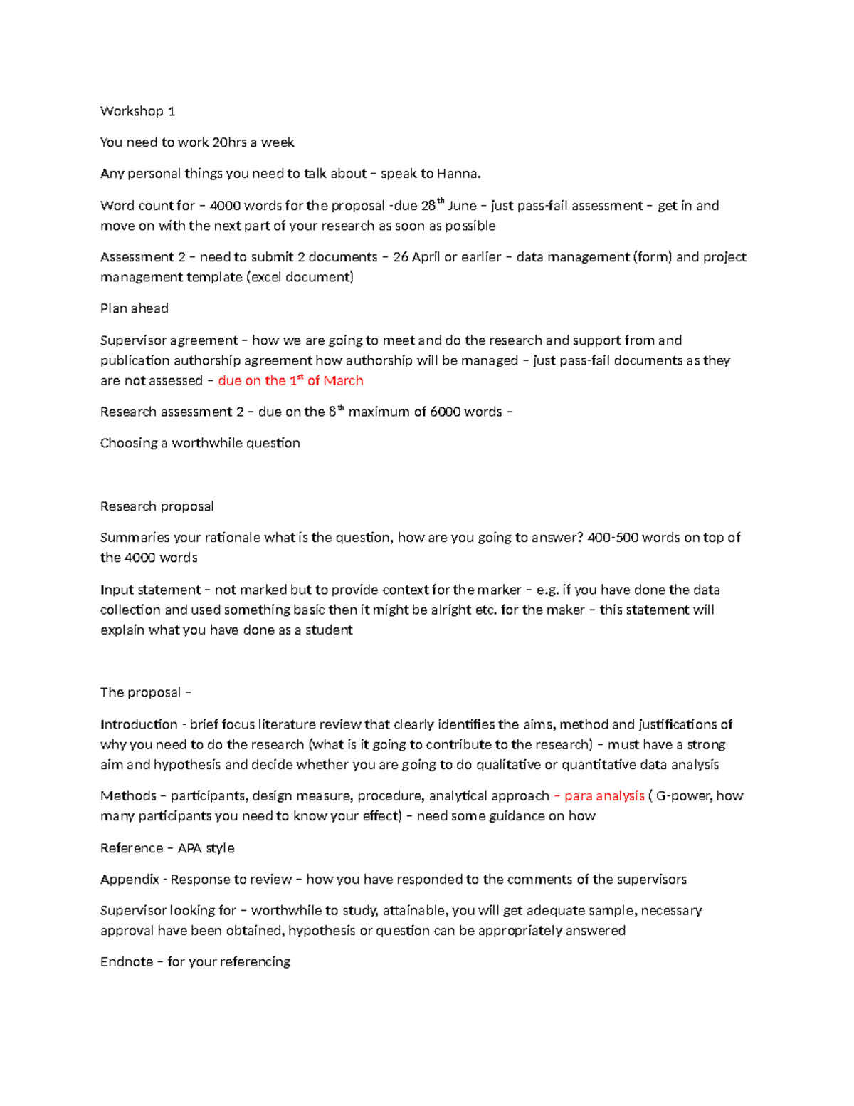 Workshp 1 notes - Summary Introductory Research Methods - Workshop 1 ...