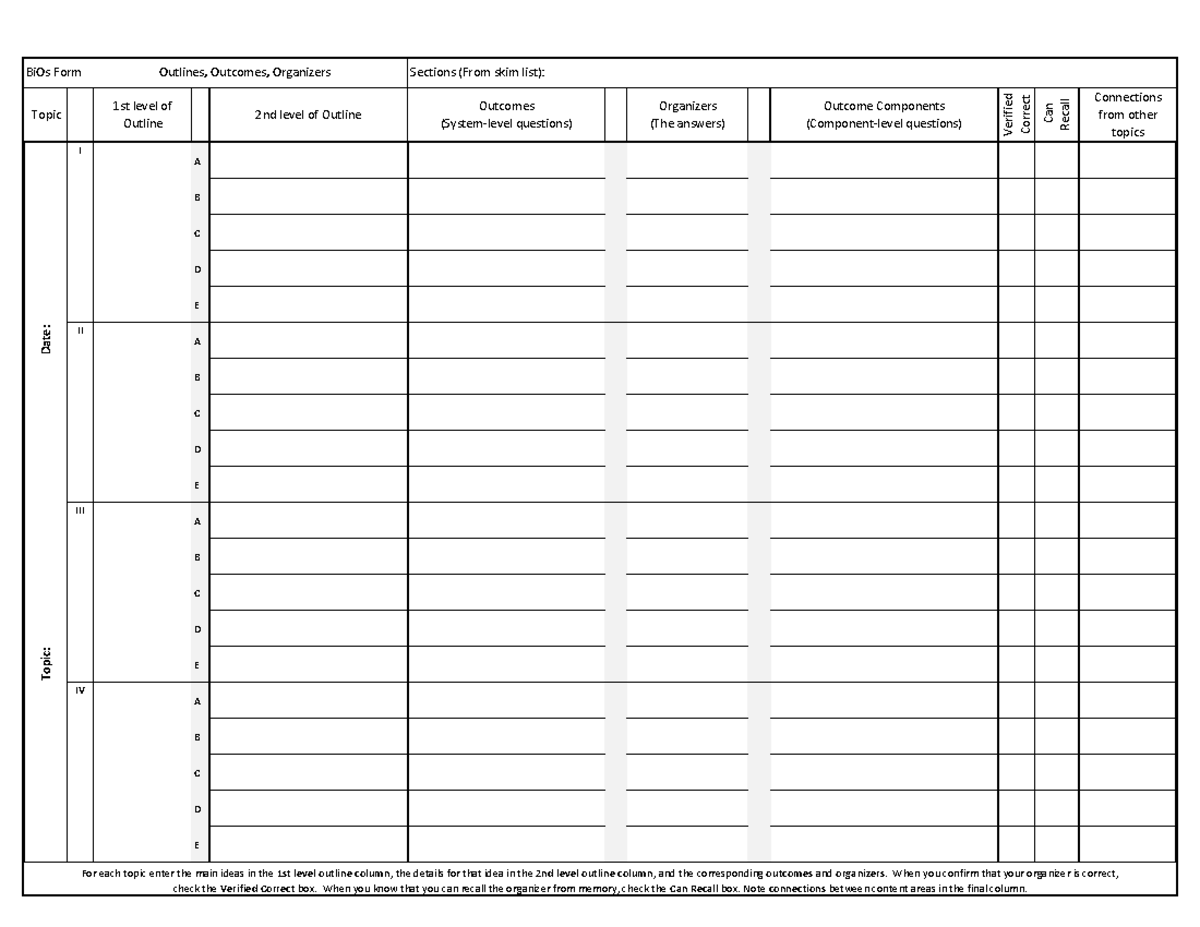Bi Os form - help organize - A B C D E A B C D E A B C D E A B C D E II ...