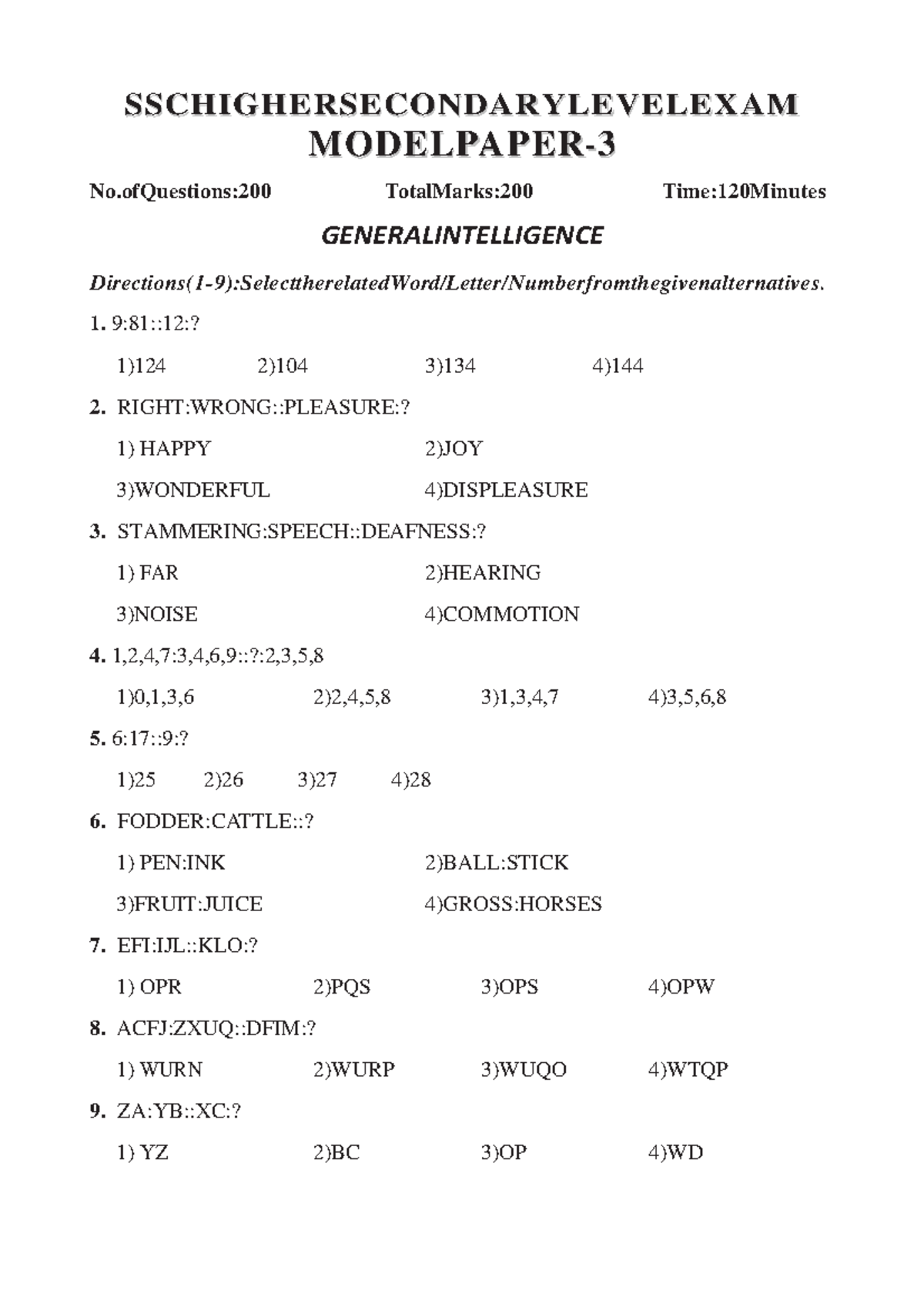 SSC CHSL Model Paper 3 - NA A ...