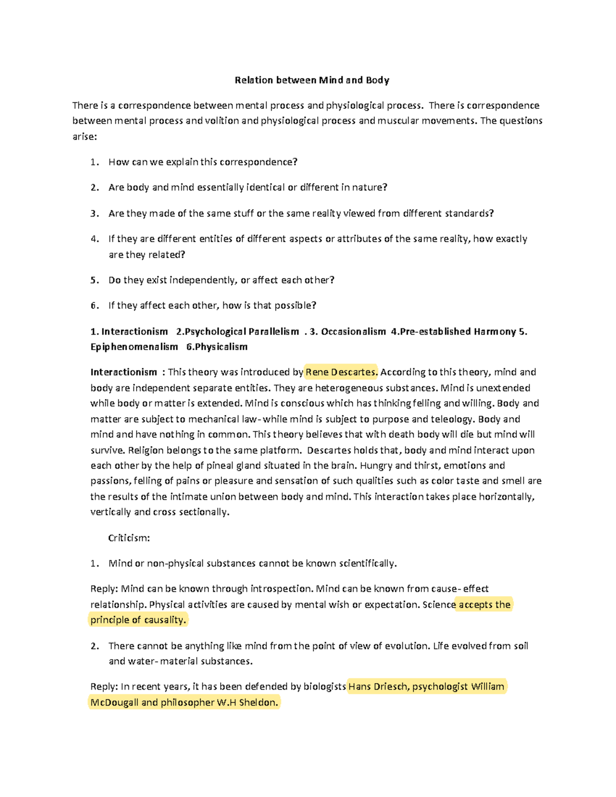 Relationship between body and mind - Relation between Mind and Body ...