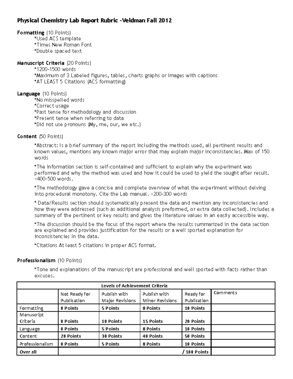 Chem-lab-sample - Measure heat of combustion of sucrose - Physical ...