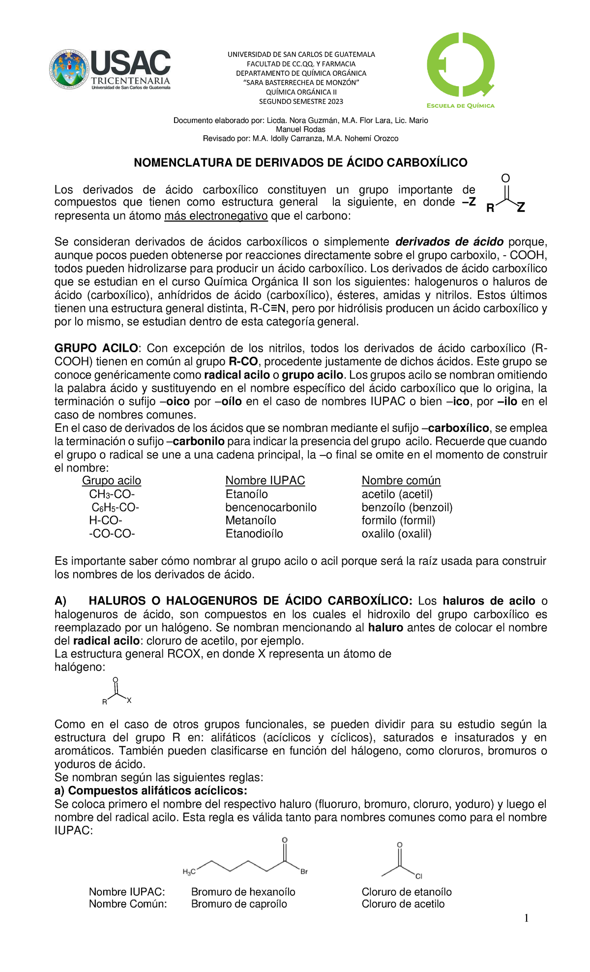 Resumen unidad 2 ácidos carboxilicos - Química Orgánica II - USAC - Studocu