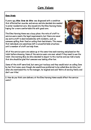 Meeting Individual Care and Support Needs - Unit 5 - Studocu